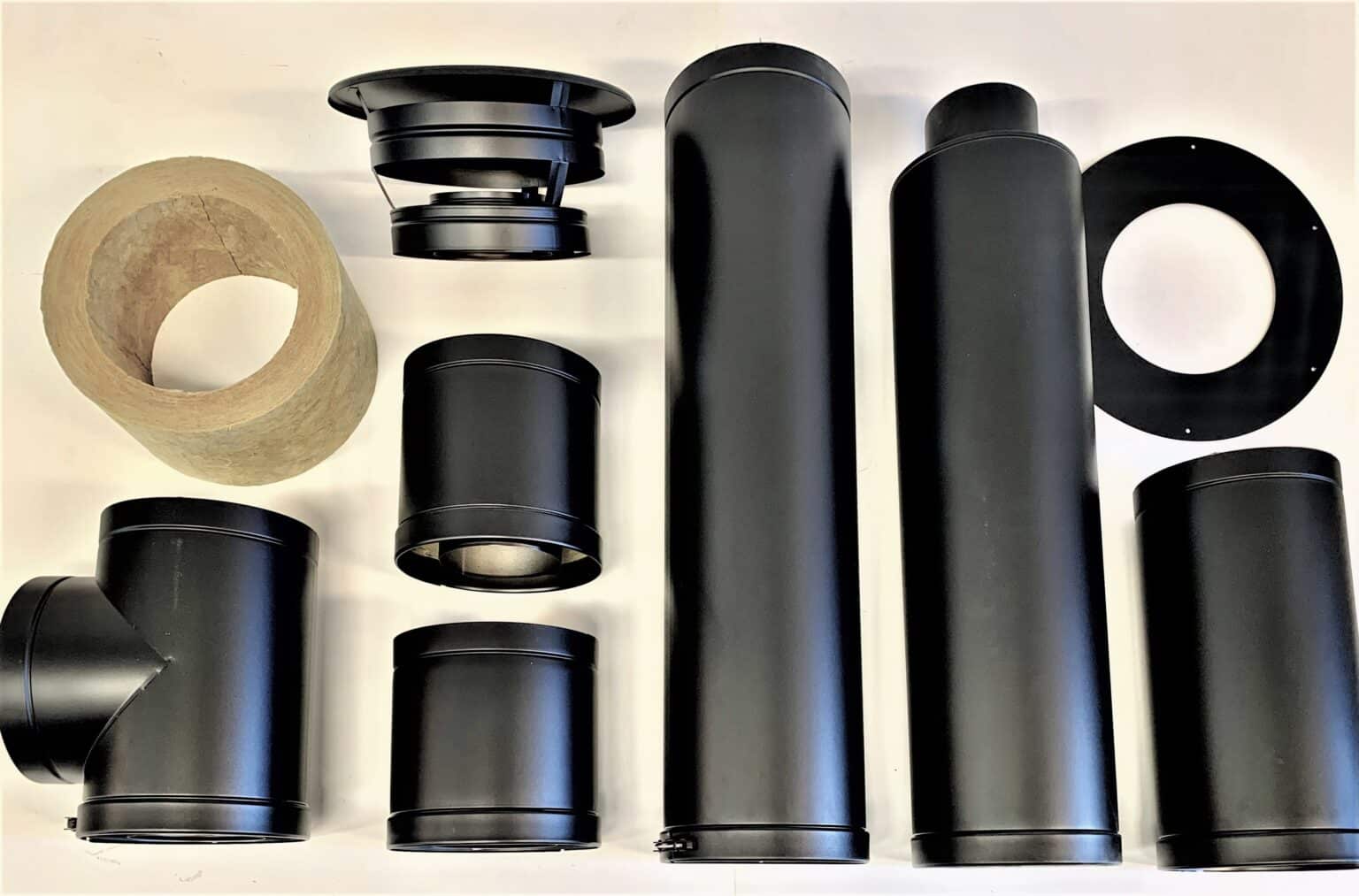 3, mtr stålskorsten til brændeovn med isolering og tag inddækning