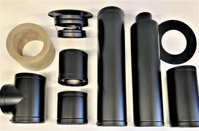 3, mtr stålskorsten til brændeovn med isolering og tag inddækning